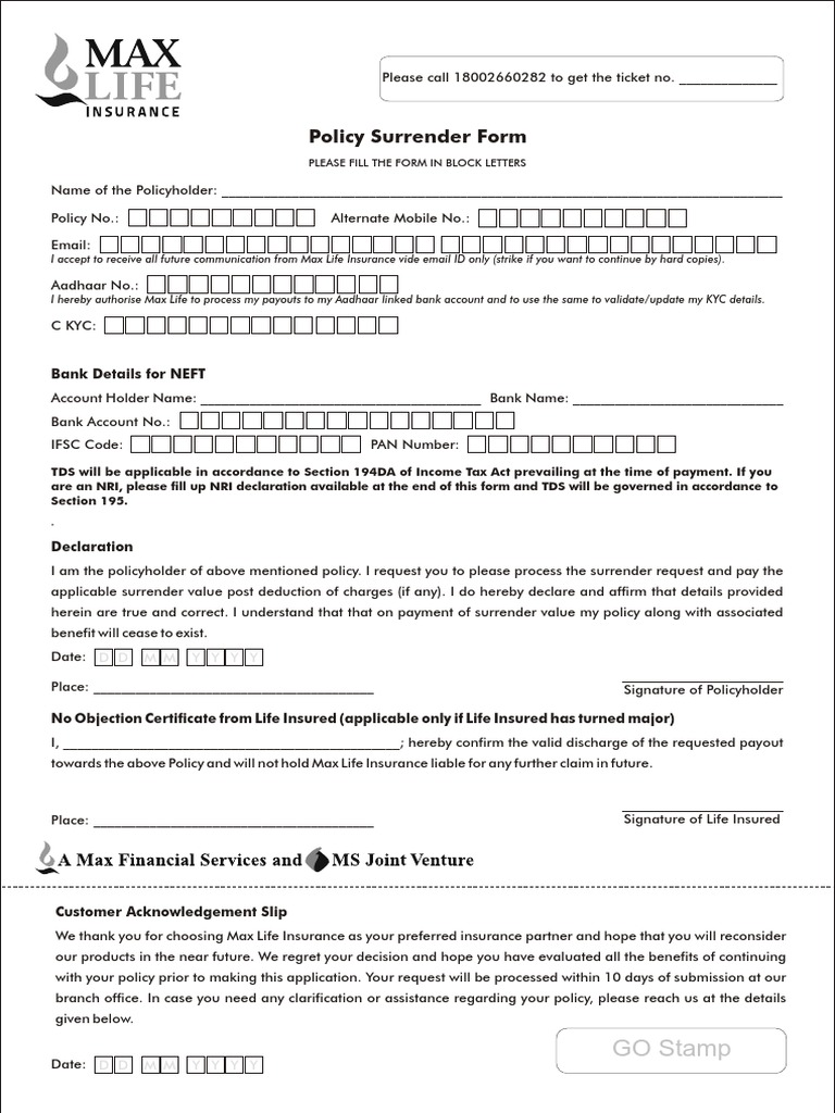 Surrender Form | Download Free PDF | Life Insurance | Insurance