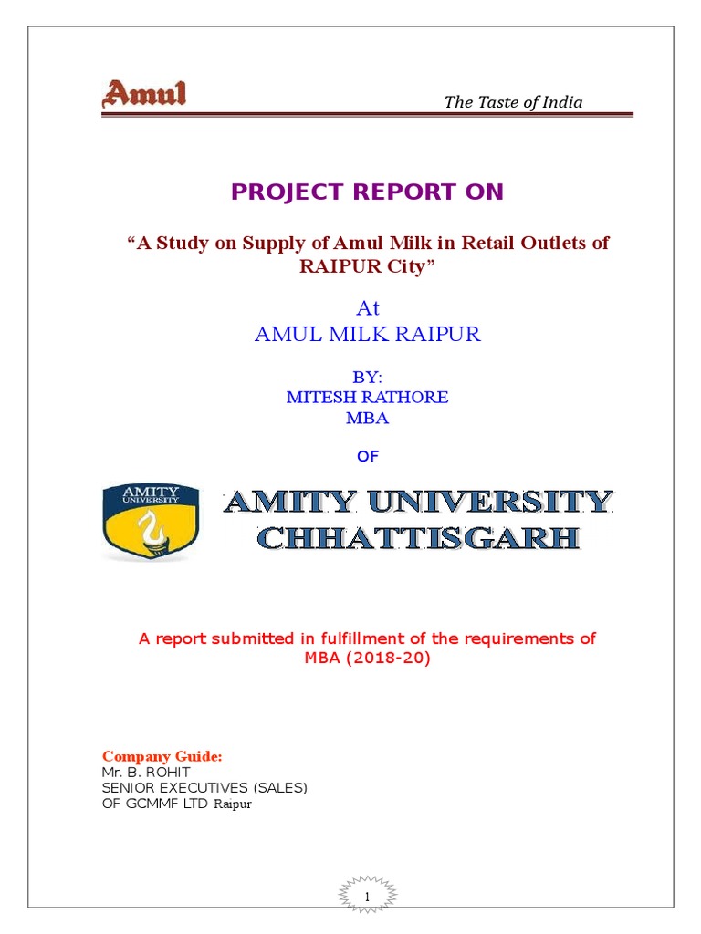Amul Report | PDF | Sampling (Statistics) | Survey Methodology