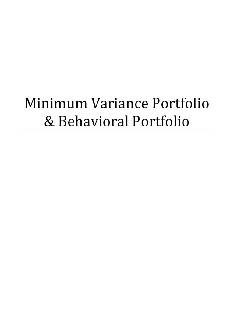 Behavioral Portfolio Theory | PDF | Modern Portfolio Theory | Bonds ...