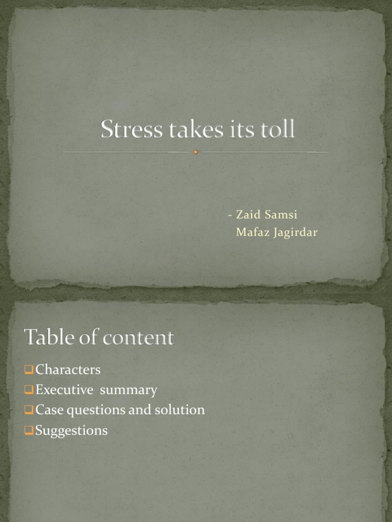 Stress Takes Its Toll | PDF