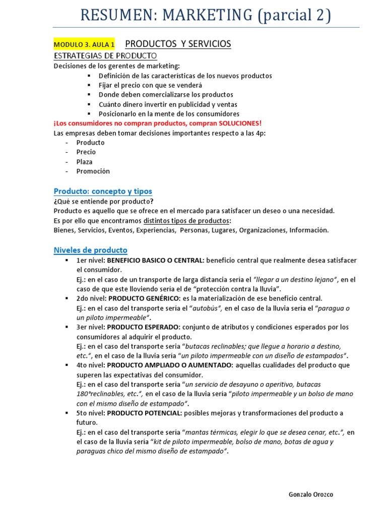 RESUMEN Parcial 2 - Marketing I | Descargar gratis PDF | Oferta y demanda | Producto (Negocio)