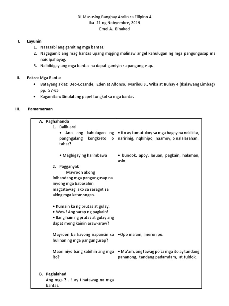 Fil. Lesson Plan ? | PDF