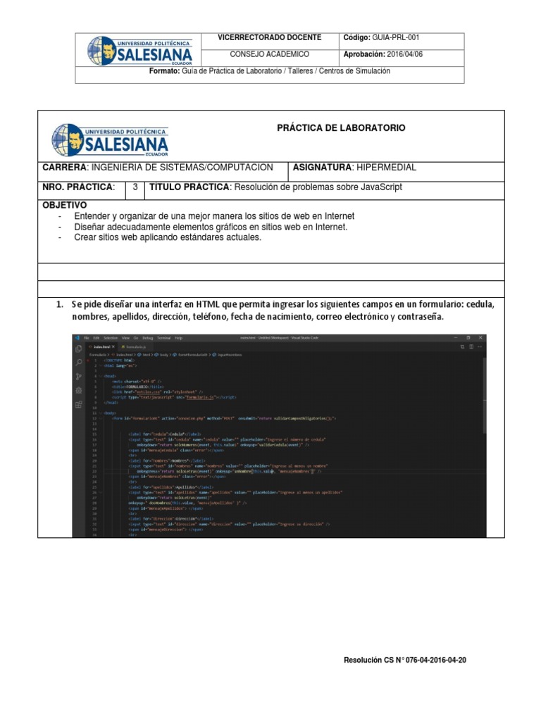 Práctica de Laboratorio 03 - Javascript | PDF | Script Java | Red mundial