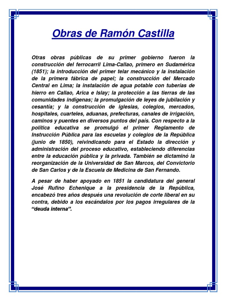 Obras de Ramon Castilla | PDF