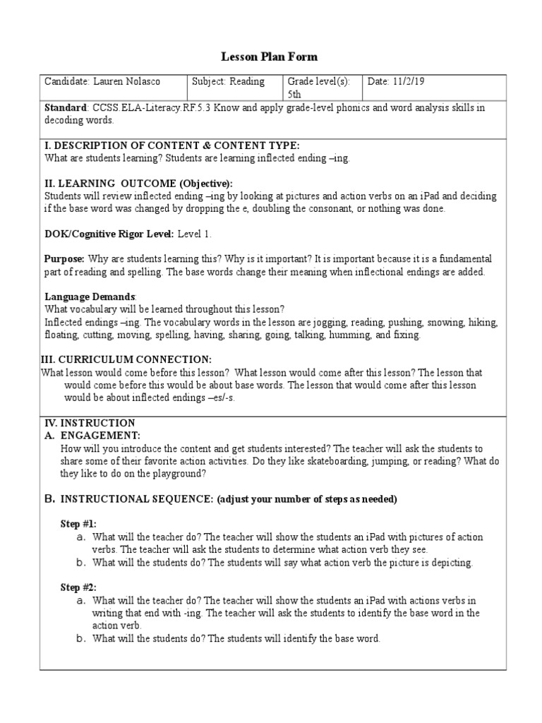 Step 3 Lesson Plan-Revised 1 | PDF | Educational Assessment | Teachers