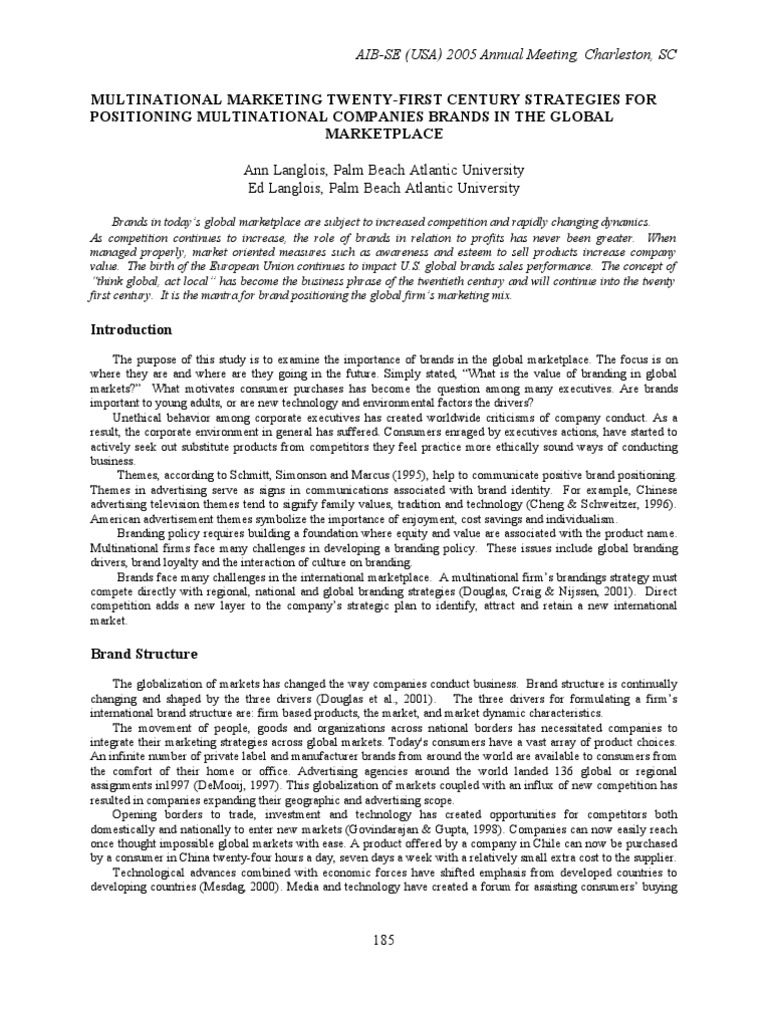 Multinational Marketing Strategies Explained | PDF | Brand | Strategic ...