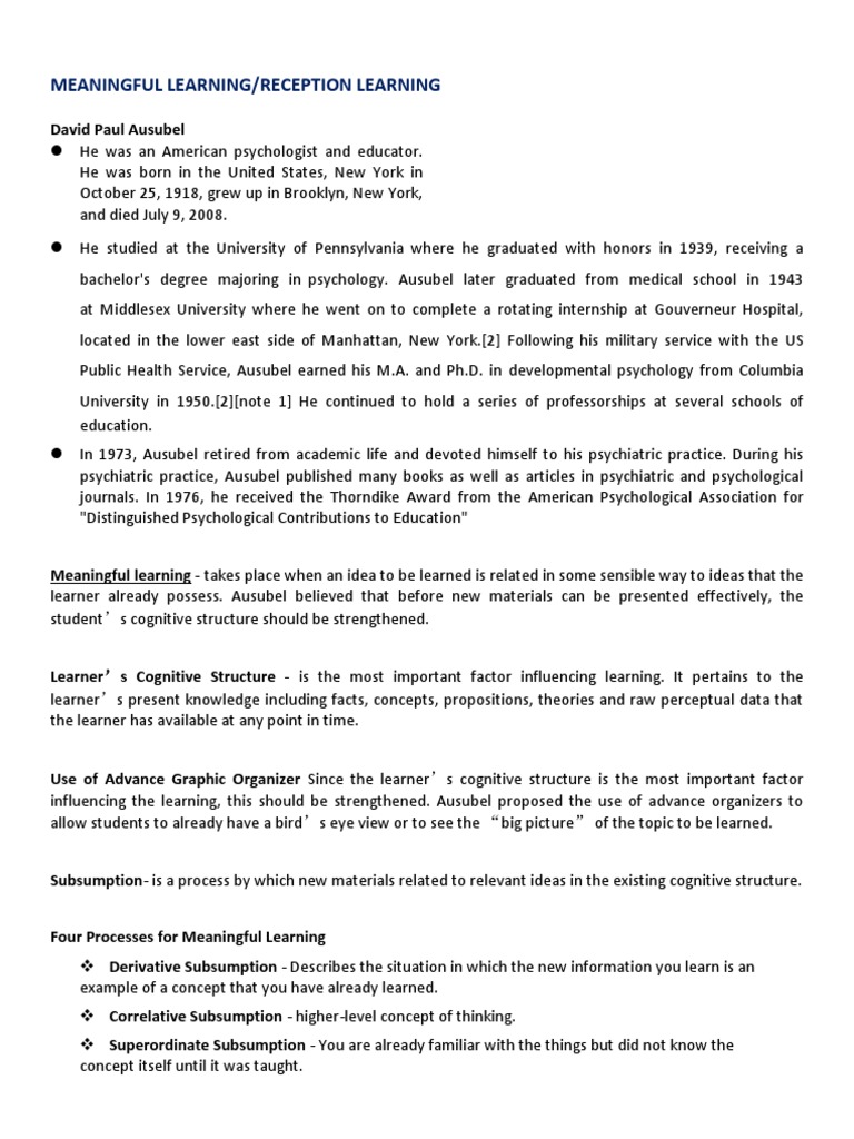 Meaningful-Learning Fact Sheet | PDF | Cognitive Science ...