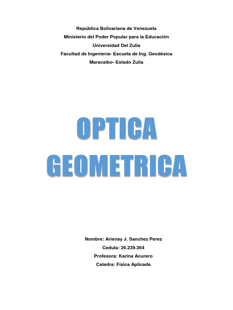 Fundamentos de Óptica Geométrica y Luz | PDF | Refracción | Ligero