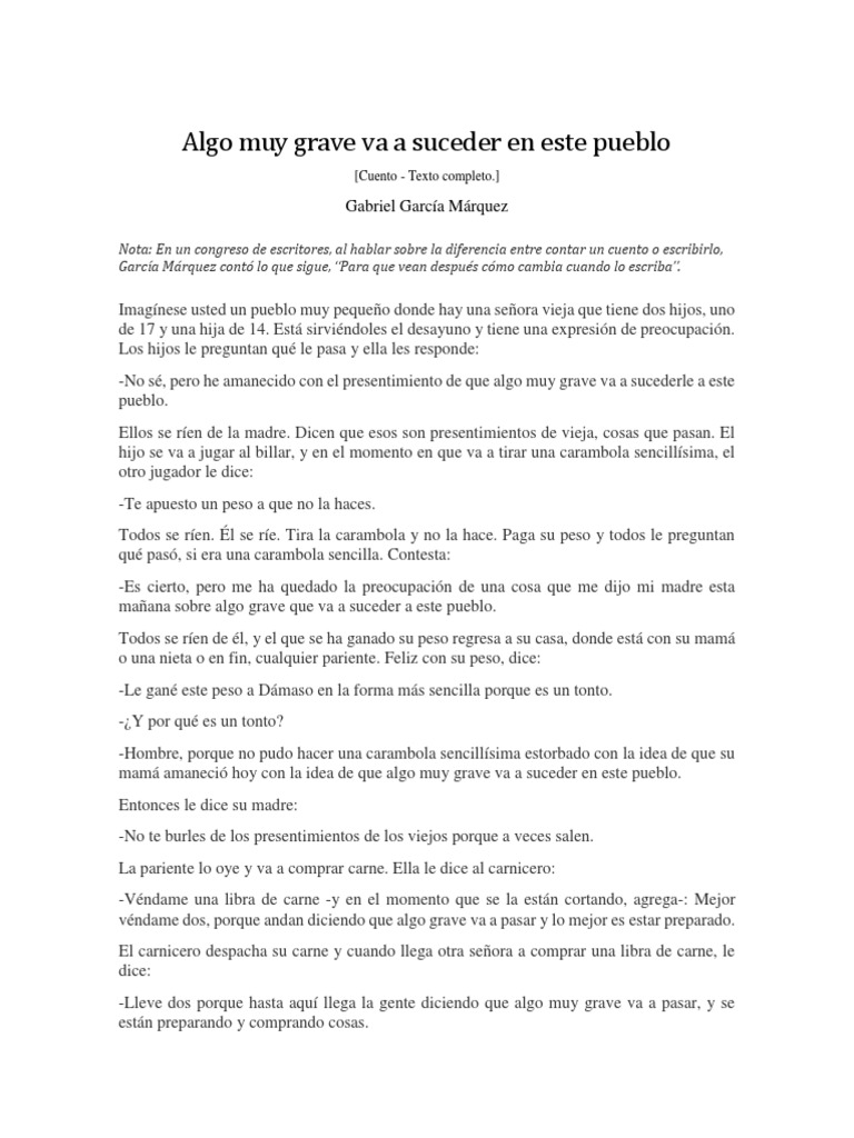 Algo Muy Grave Va A Suceder en Este Pueblo | PDF | Novelas | Verdad