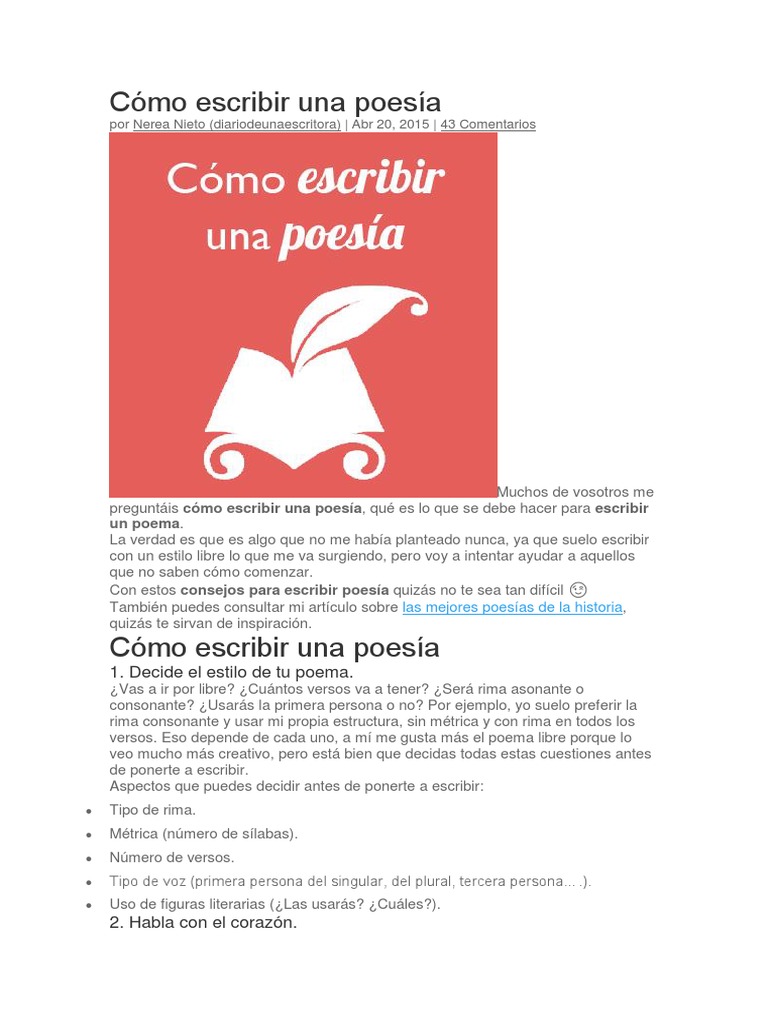 Cómo Escribir Una Poesía | PDF | Rima | Poesía
