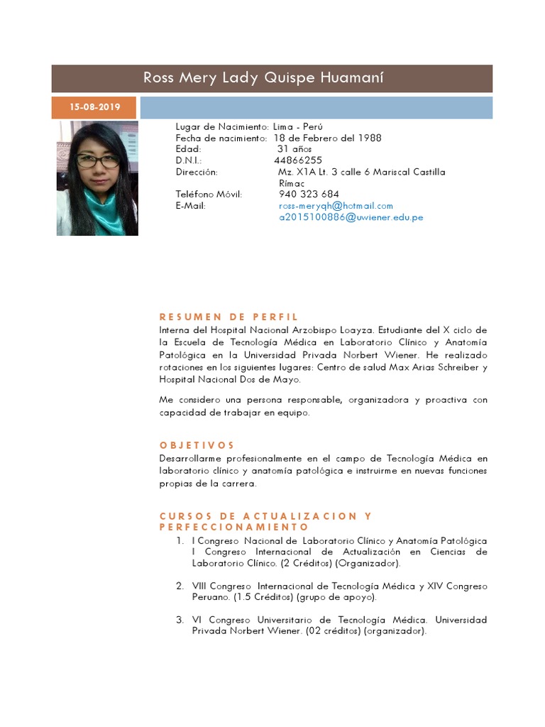 CV - Ross Mery | PDF | Aprendizaje | Educación avanzada