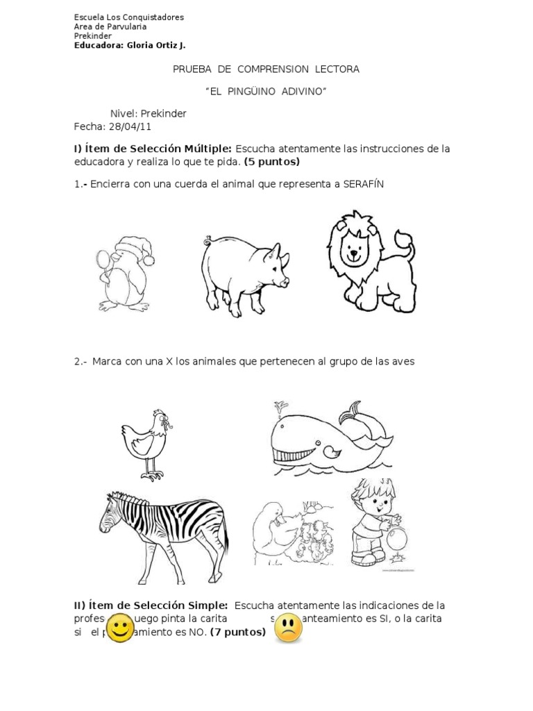 Prueba de Comprension Lectora..Nt1 PDF | PDF