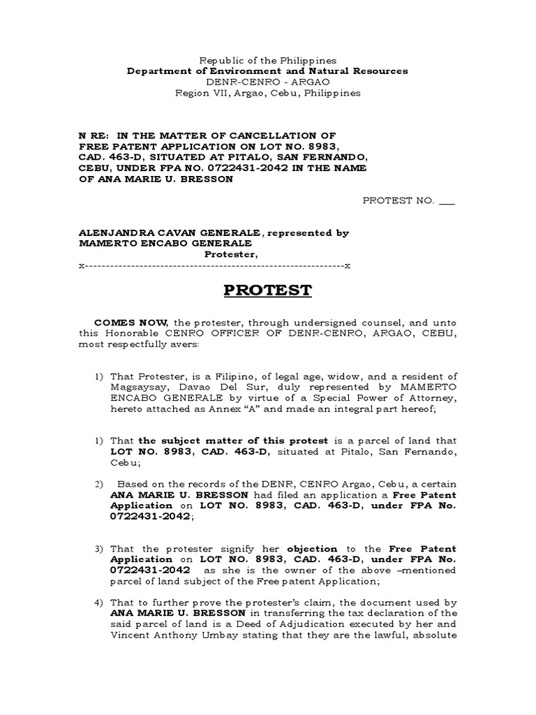 Protest | Download Free PDF | Patent Application | Civil Law (Common Law)
