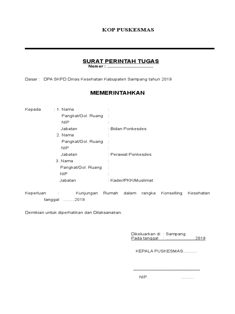 Contoh Surat Tugas Kopipu Dan Laporan Kopipu | PDF