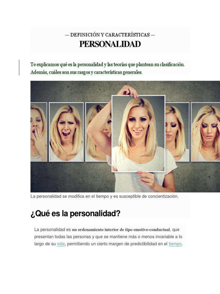 Definición y Rasgos de la Personalidad | PDF | Carné de identidad ...