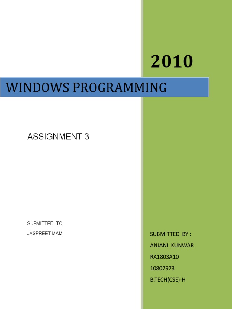 Windows Programming: Assignment 3 | PDF | Window (Computing) | Button (Computing)