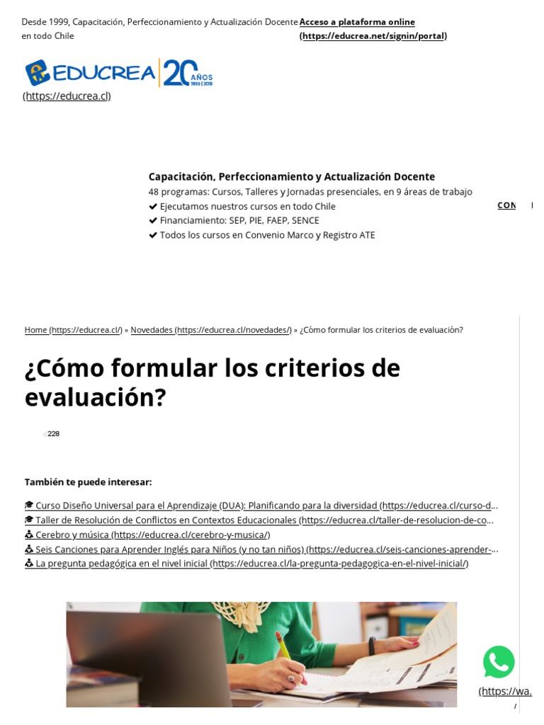 ¿Cómo Formular Los Criterios de Evaluación - Educrea | PDF | Evaluación | Aprendizaje