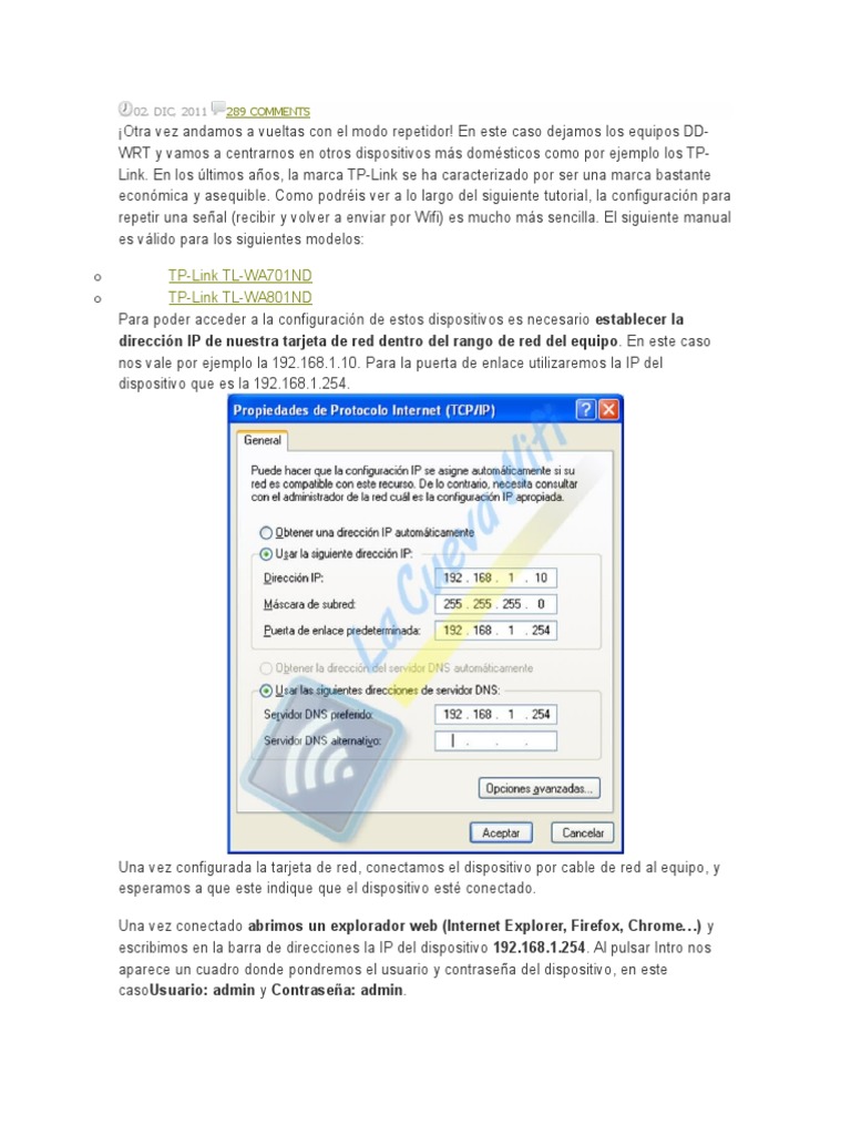 Configuracion de Router TP Link | PDF | Enrutador (Computación) | Wifi