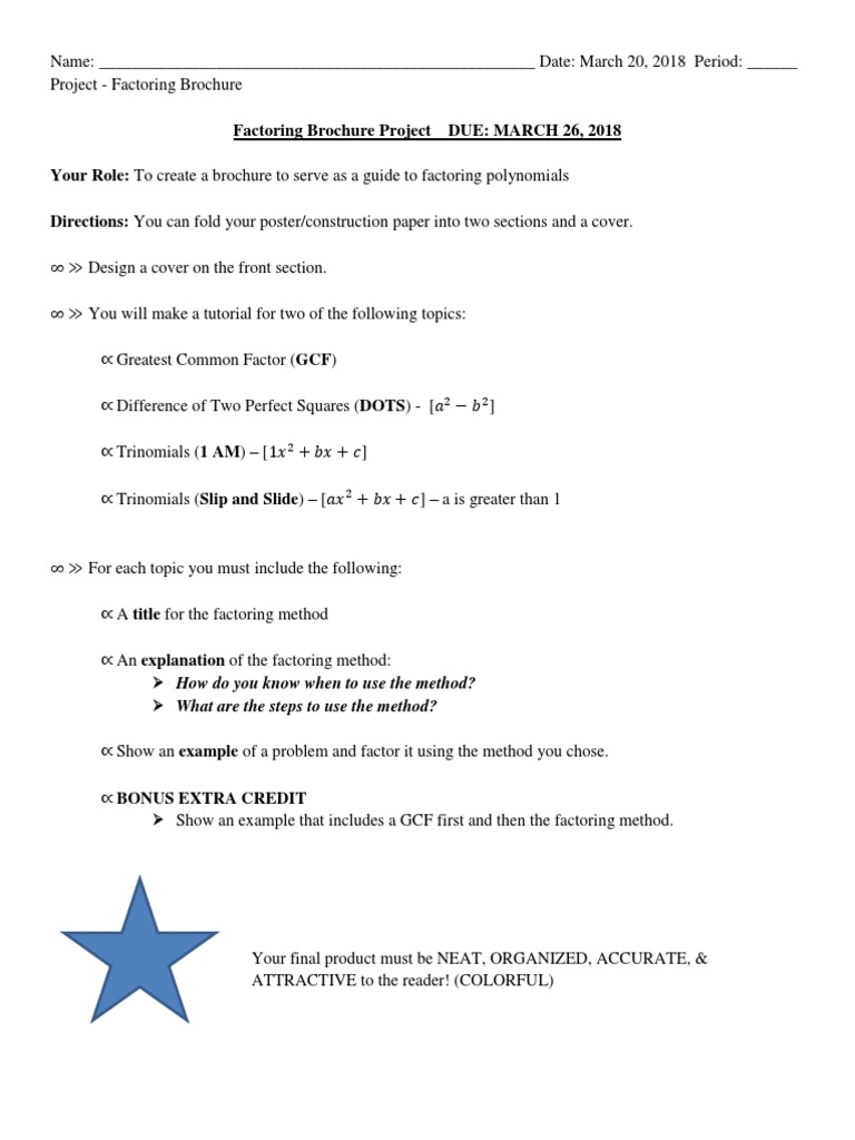 Factoring Polynomials Brochure Project | PDF | Career & Growth | Business