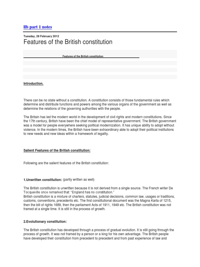 Document | PDF | Constitution Of The United Kingdom | Constitution
