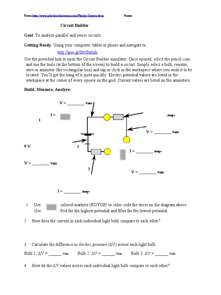 Analyzing Parallel and Series Circuits Using an Online Circuit Builder ...
