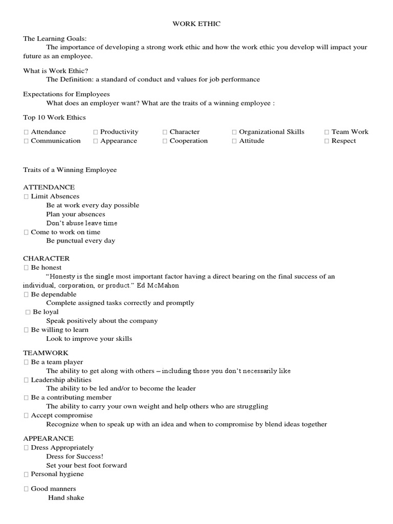 Work Immersion - Ethics | PDF | Employment | Leadership