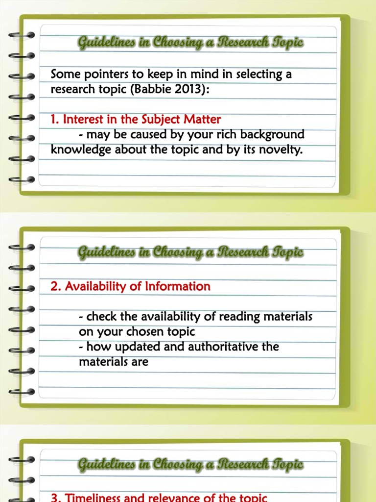 Guidelines in Choosing A Research Topic | PDF | Cognitive Science ...