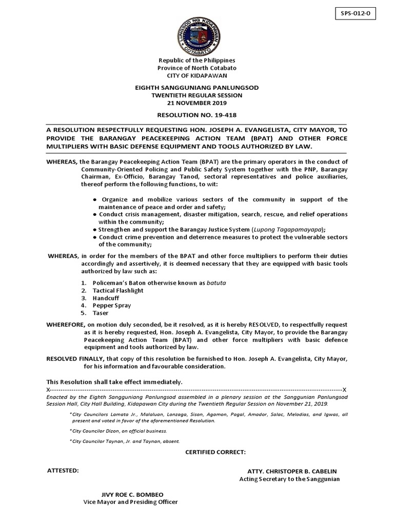 Resolution - BPAT (19-418) | PDF | Law Enforcement | Crime & Violence