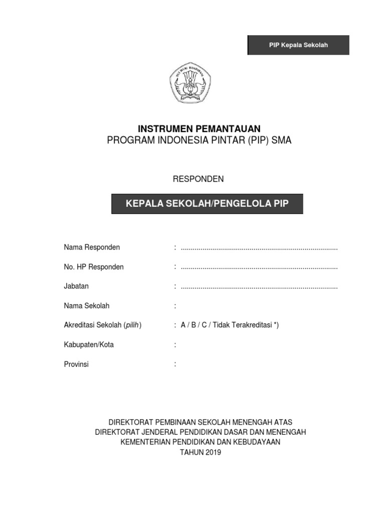 Instrumen PIP Kepsek | PDF