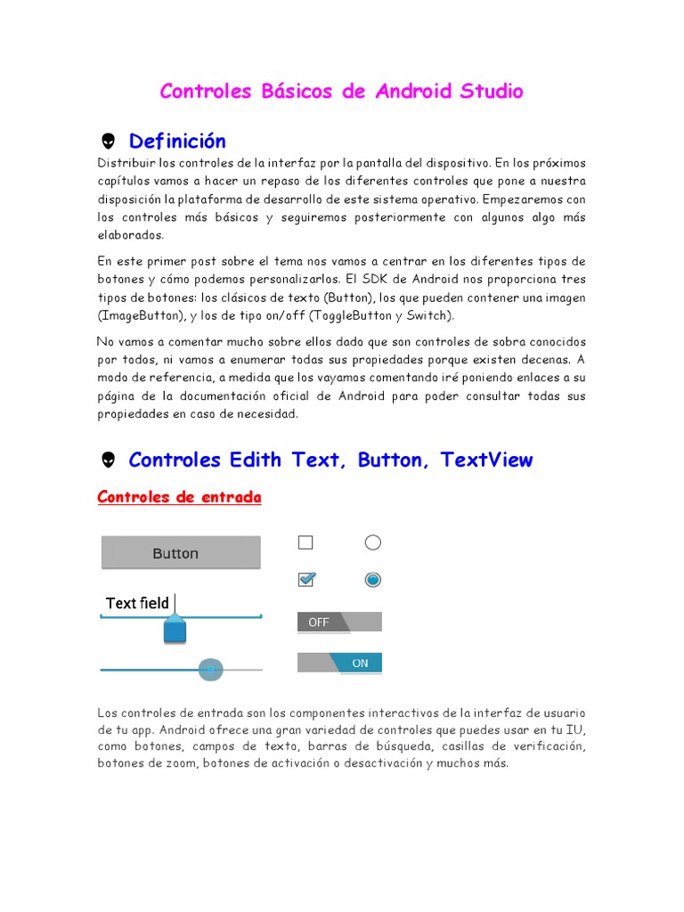 Controles Básicos de Android Studio | PDF | Aplicación movil | Android (sistema operativo)