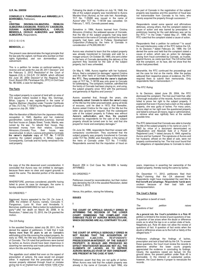 ObliCon First Exam Cases Full Text | PDF | Burden Of Proof (Law) | Complaint