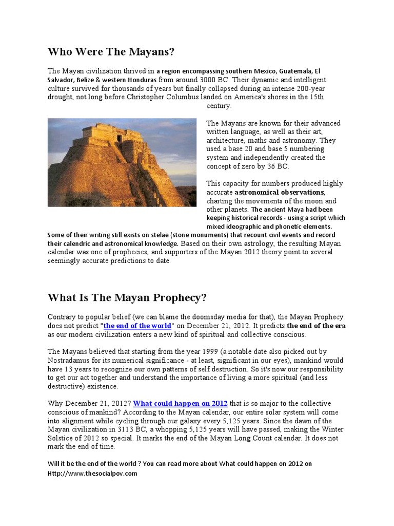 About The Mayans | PDF | 2012 Phenomenon | Maya Civilization