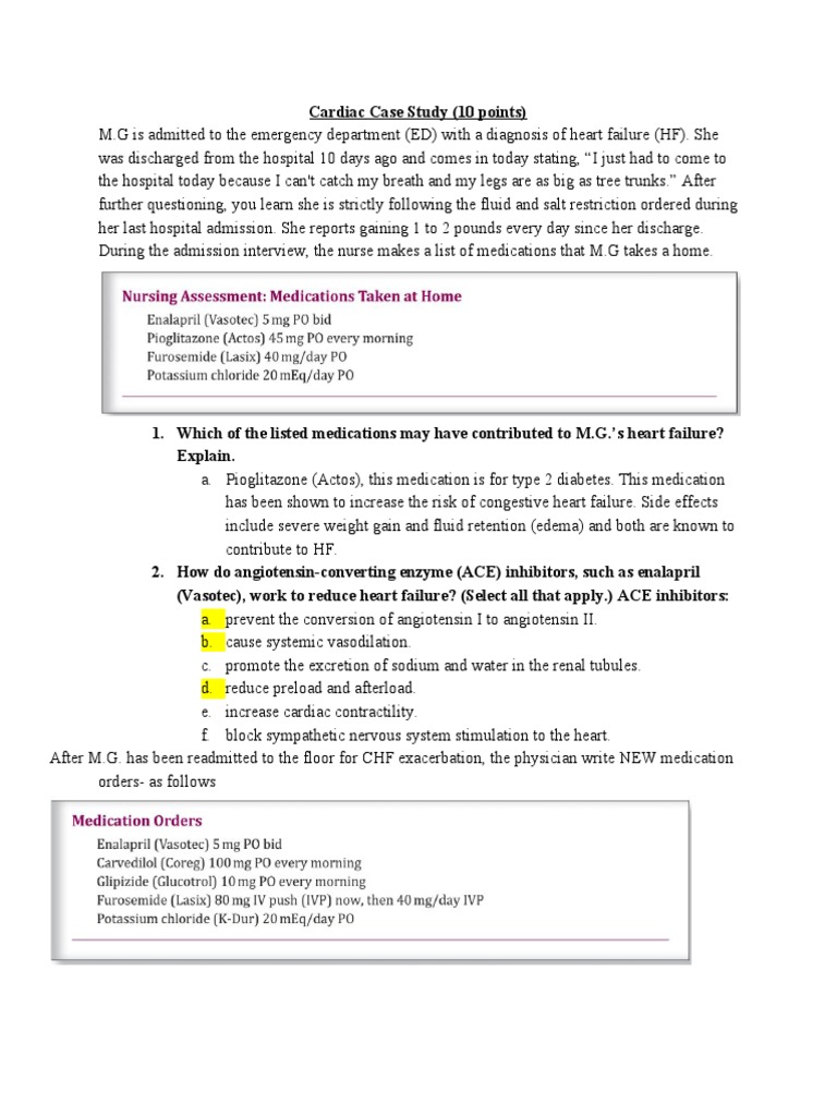 Cardiac Case Study | PDF | Heart Failure | Drugs