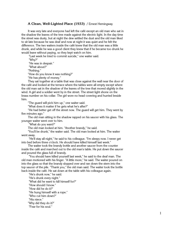 A Clean Well Lighted Place | PDF