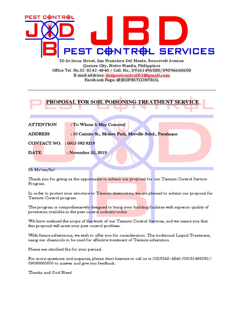 Soil Poisoning Qoutation in Merville Parañaque | PDF | Pest Control