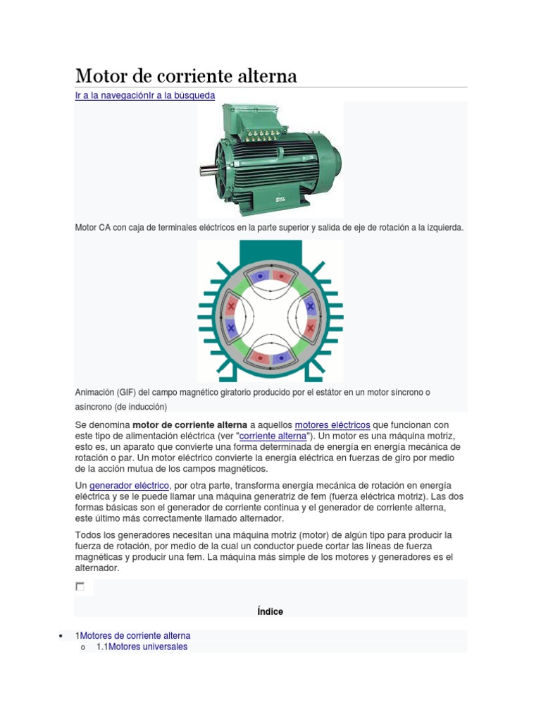 Motor de Corriente Alterna | PDF | Motor eléctrico | Física