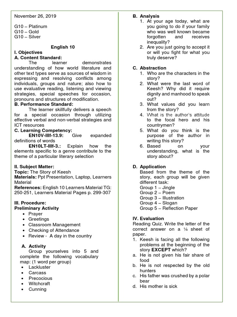 Cot 3 | PDF | Lesson Plan | Learning