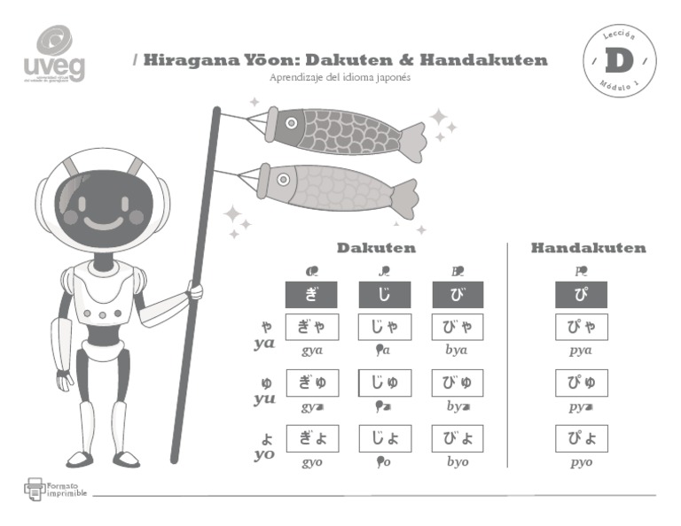 Tabla Hiragana Dakuten-Handakuten PDF | PDF