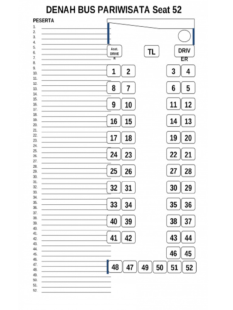 Denah Bus Isi 52 Seat | PDF