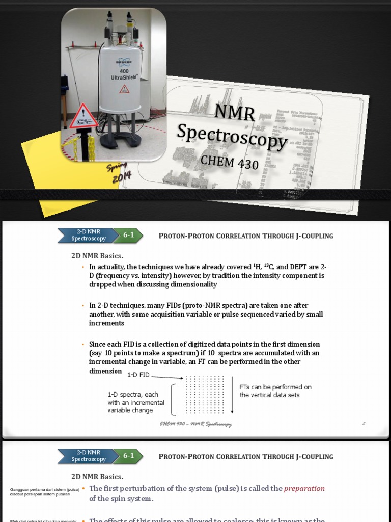 CHEM 430 NMR Spectroscopy Chapter 6 | PDF | Two Dimensional Nuclear Magnetic Resonance ...