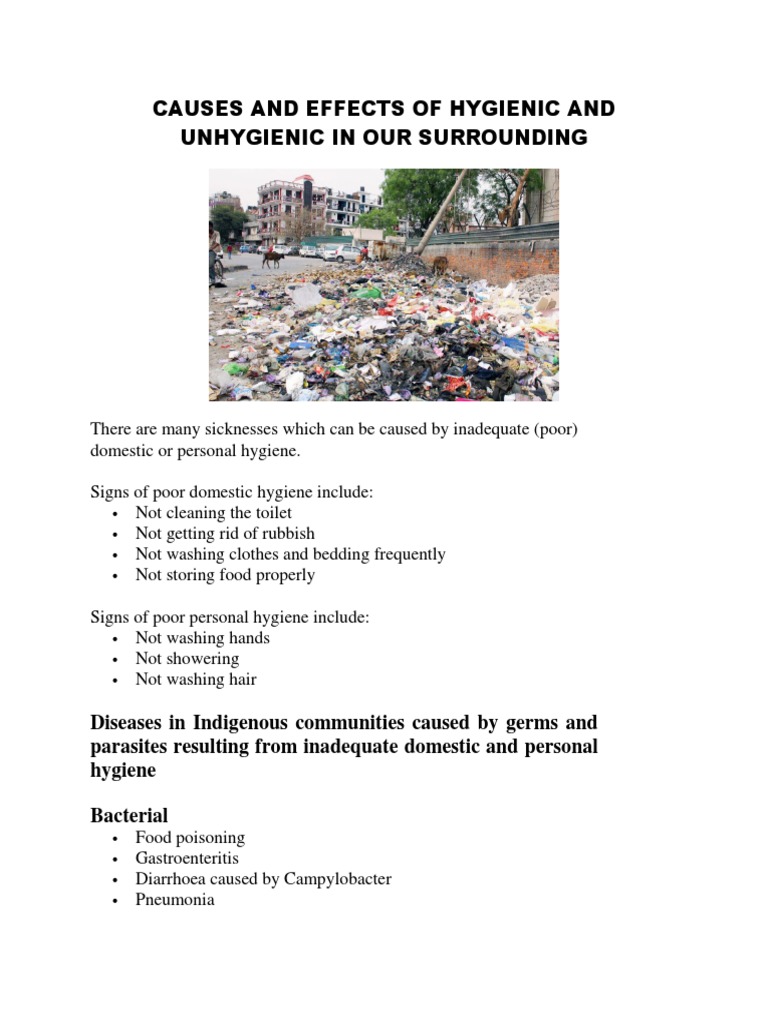 Causes and Effects of Hygienic and Unhygienic in Our Surrounding | PDF