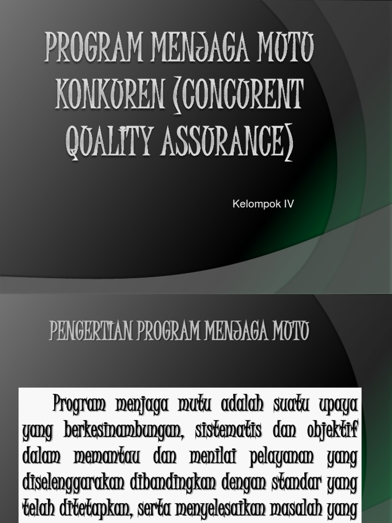 Program Menjaga Mutu Konkuren (Concurent Quality Assurance | PDF