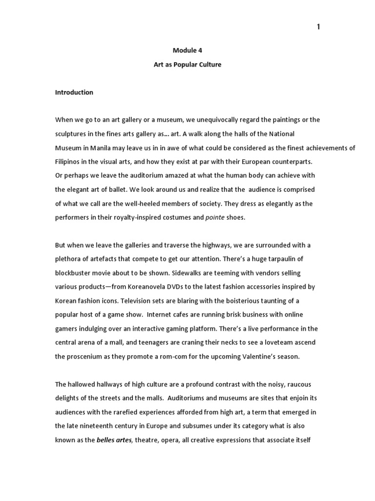 Module 4 Study Guide Art As Pop Culture Study Guide | PDF | Popular ...