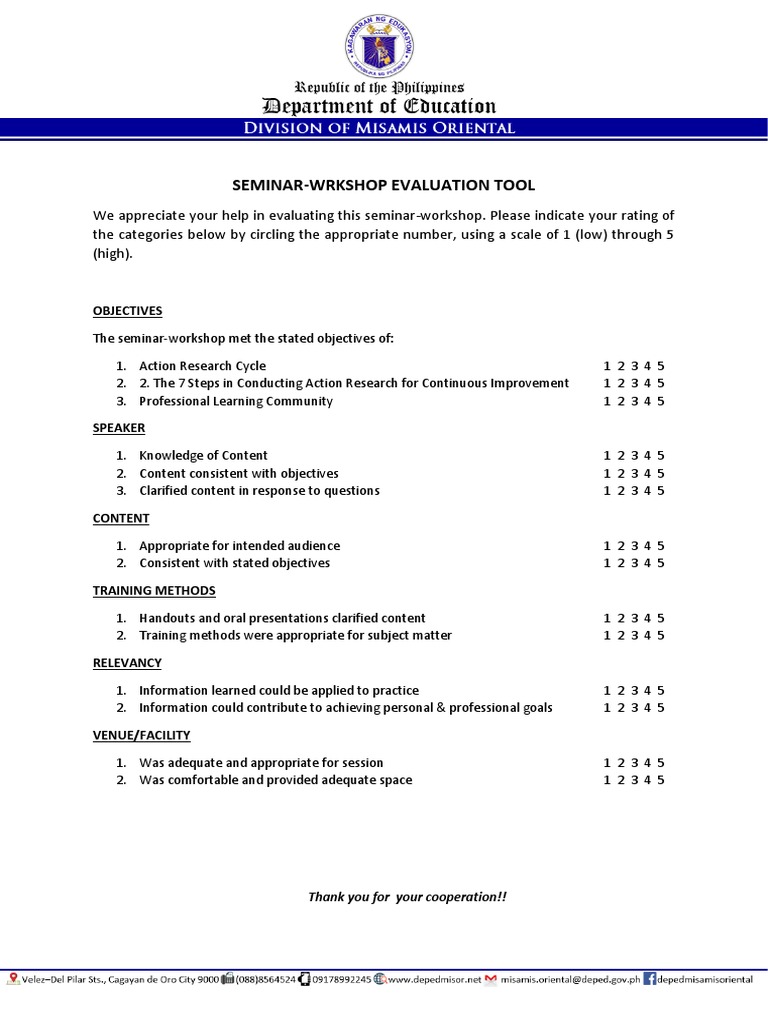SEMINAR-workshop Evaluation Tool | PDF