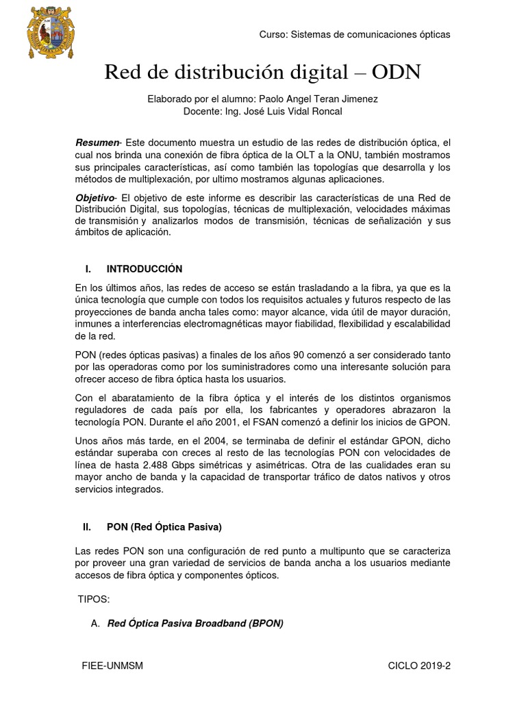 Red de Distribucion Digital - Odn | PDF | Topología de la red | Red de ...