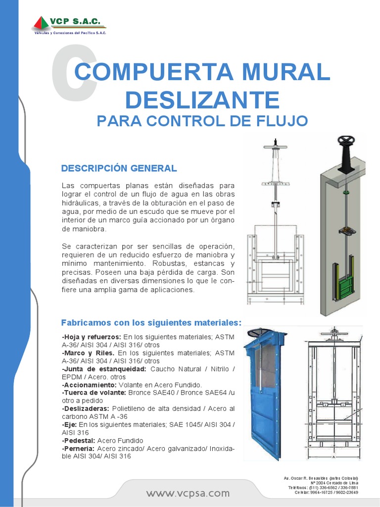 Compuerta Mural Deslizante para Control de Flujo | PDF | Química ...