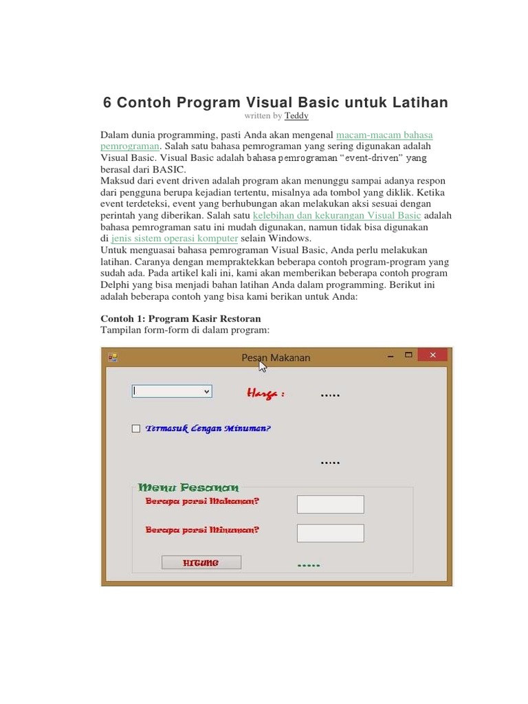 Latihan Visual Basic untuk Pemula | PDF