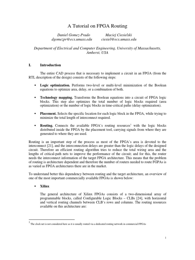 A Tutorial On FPGA Routing | PDF | Field Programmable Gate Array | Routing