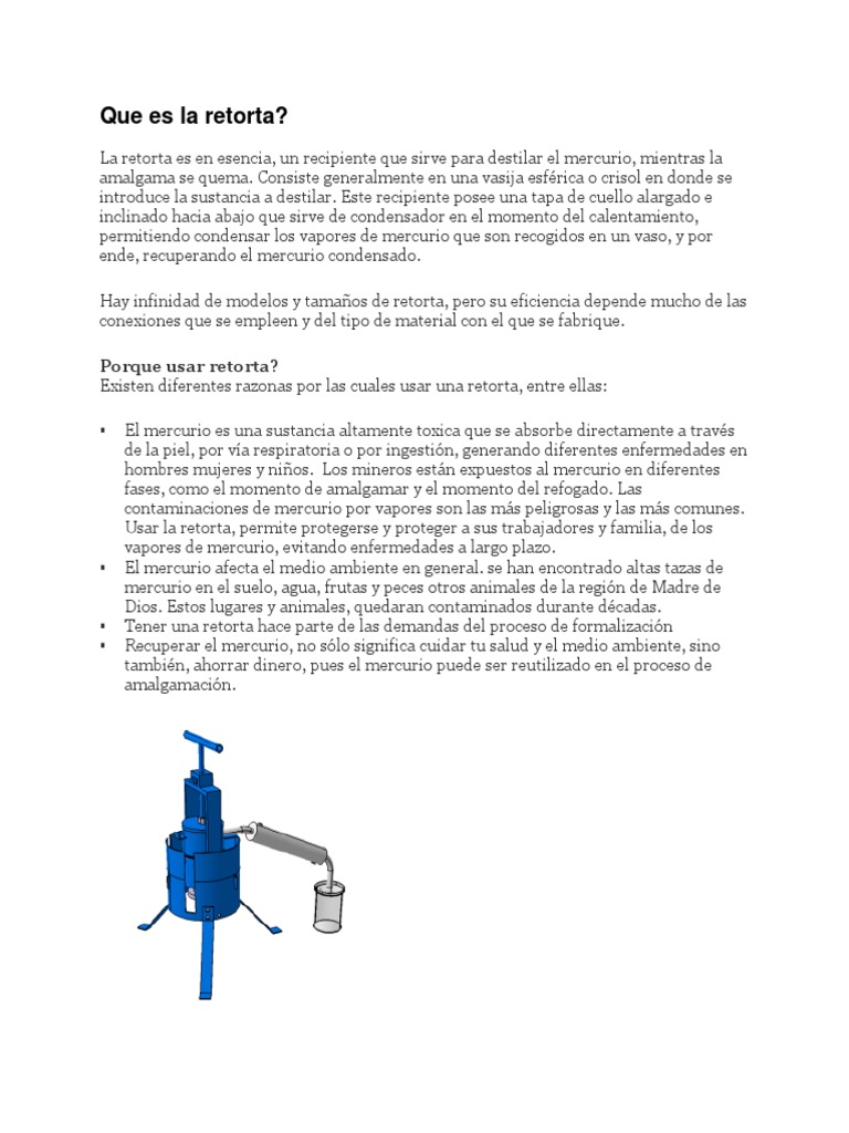 Retorta | PDF | Mercurio (Elemento) | Destilación