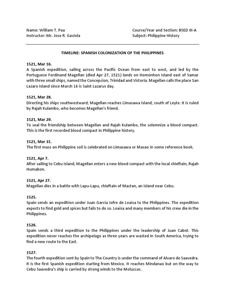 A Comprehensive Timeline of Key Events During the Spanish Colonization ...